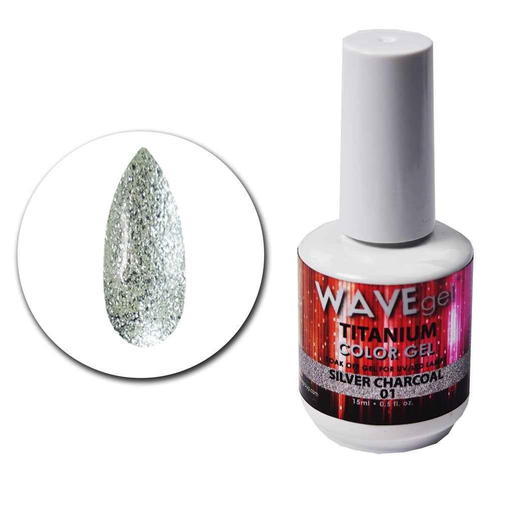 Buy Wave Gel Titanium Gel Polish 01 Silver Charcoal | Nail Supplies